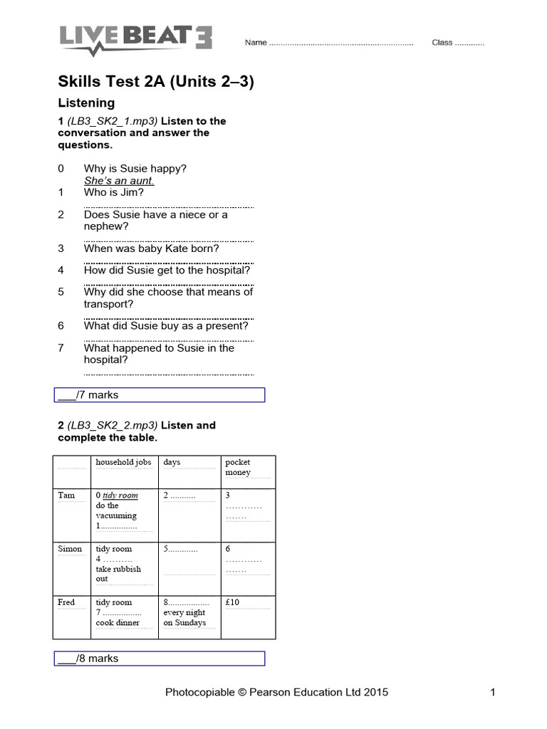 LB3 Skills Test 2A | PDF