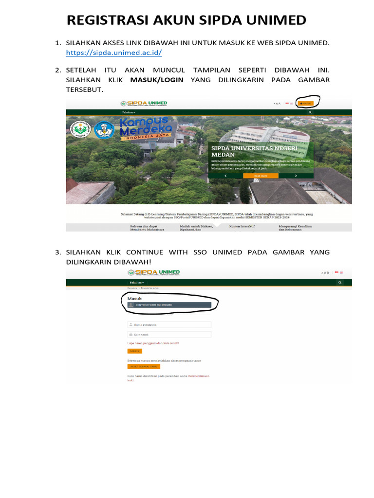 Tutorial Registrasi Sipda Unimed | PDF