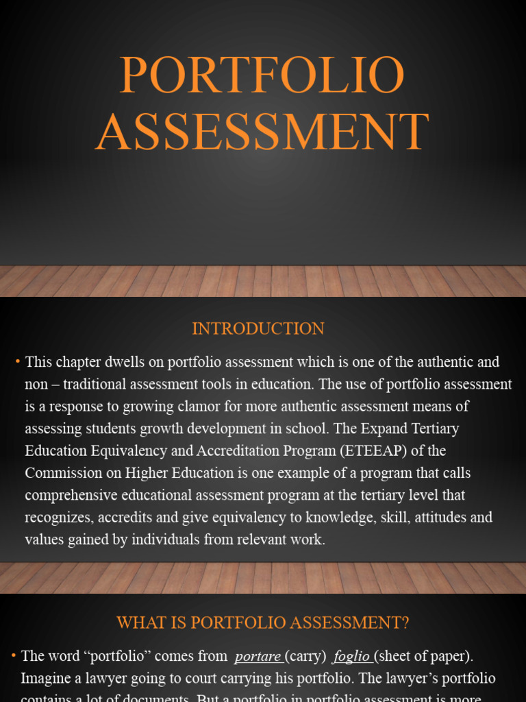 Portfolio Assessment | PDF | Learning | Teachers