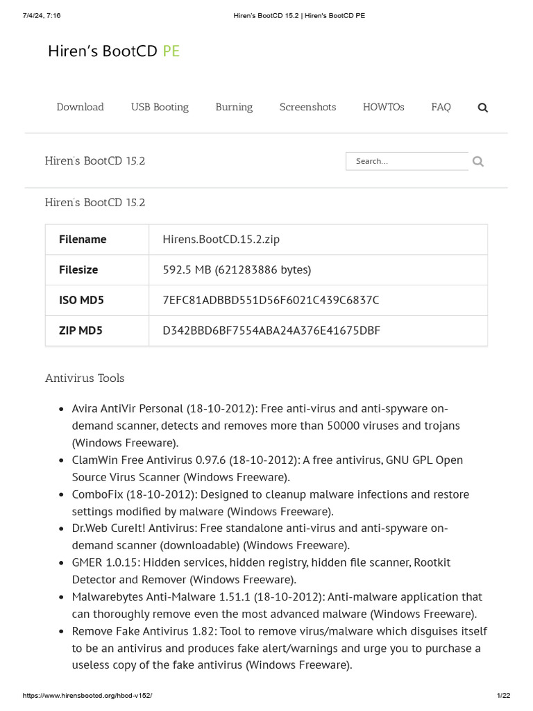 Hiren's BootCD 15.2 - Hiren's BootCD PE | PDF | Antivirus Software ...