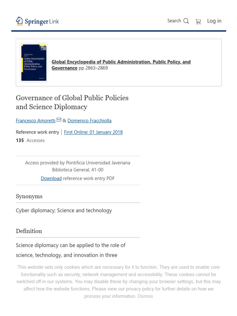 Governance of Global Public Policies and Science Diplomacy - SpringerLink | PDF | Science ...