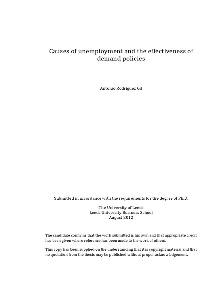 Causes of Unemployment and The Effectiveness of Demand Policies | PDF ...