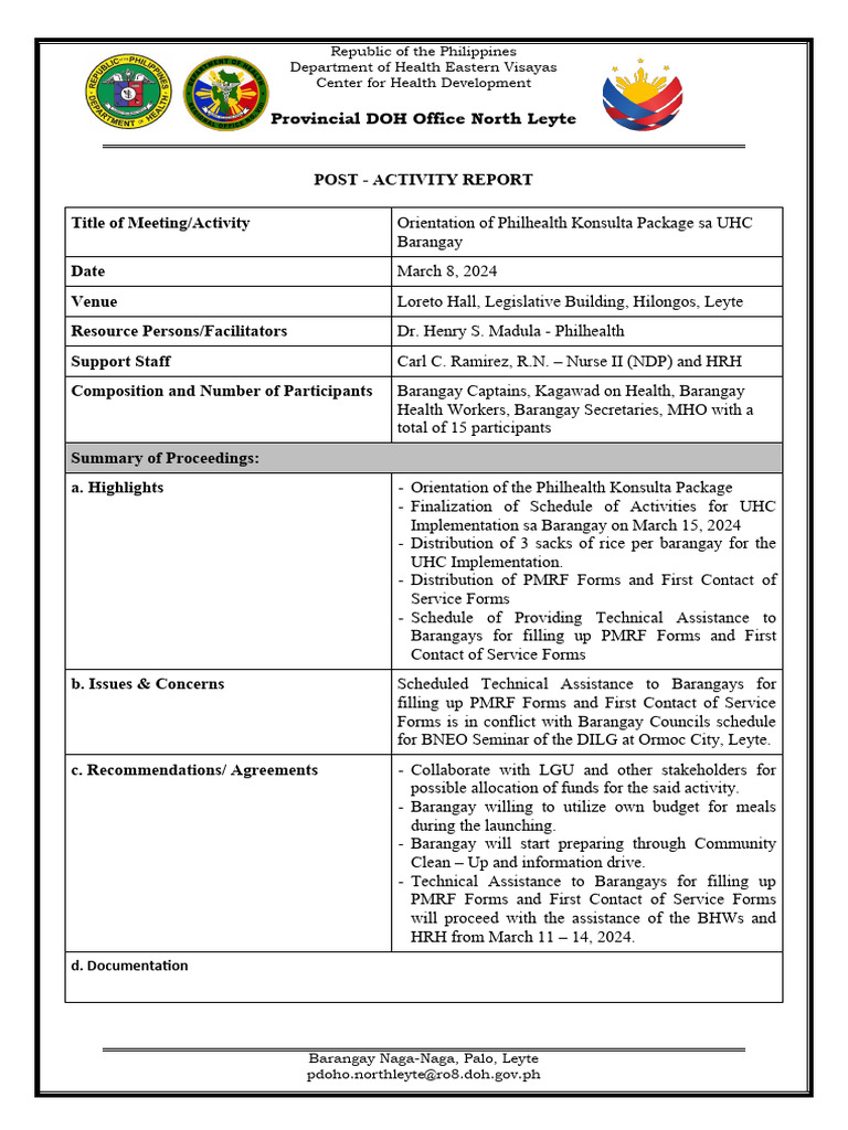 Post Activity Philhealth Konsulta Package Orientation | PDF | Health ...