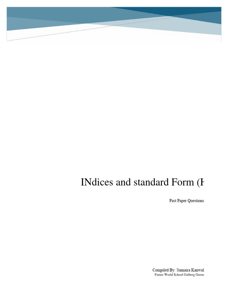 Indices and Standard Form (Hard) Practice Paper | PDF