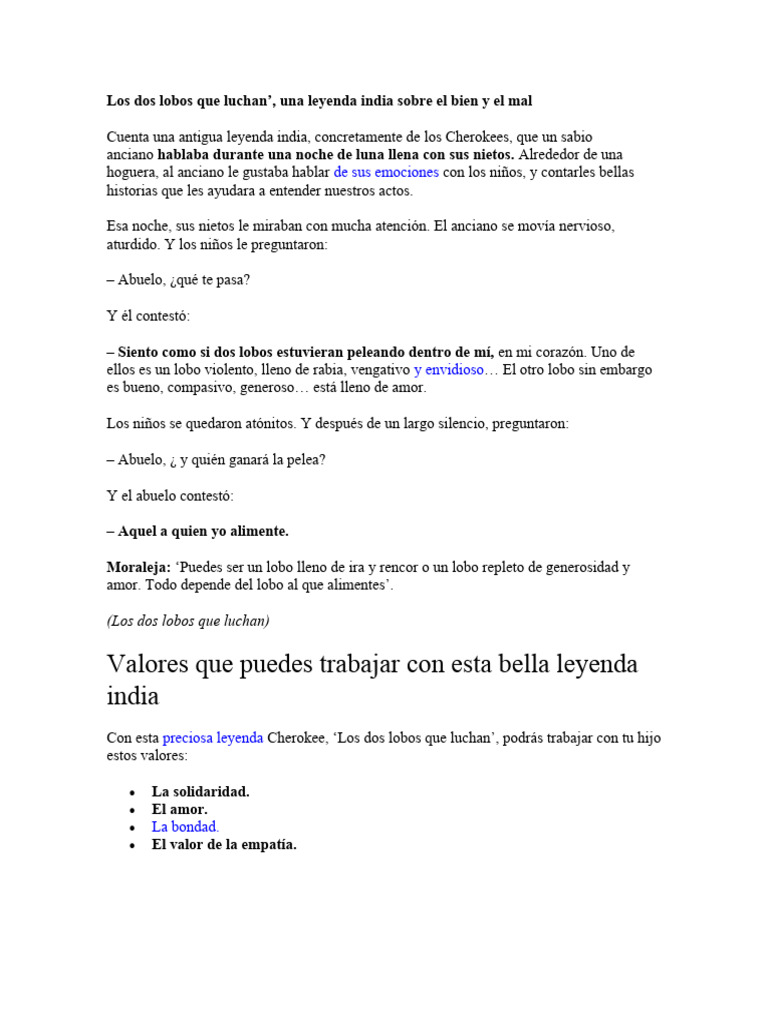 Fabulas Sobre Valores Pdf Orgullo Amor