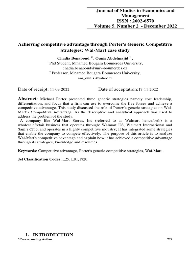 Walmart's Competitive Advantage Analysis | PDF | Walmart | Competitive ...