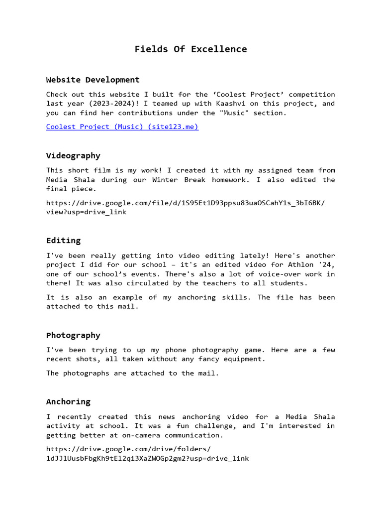 Creative Student Projects Showcase | PDF