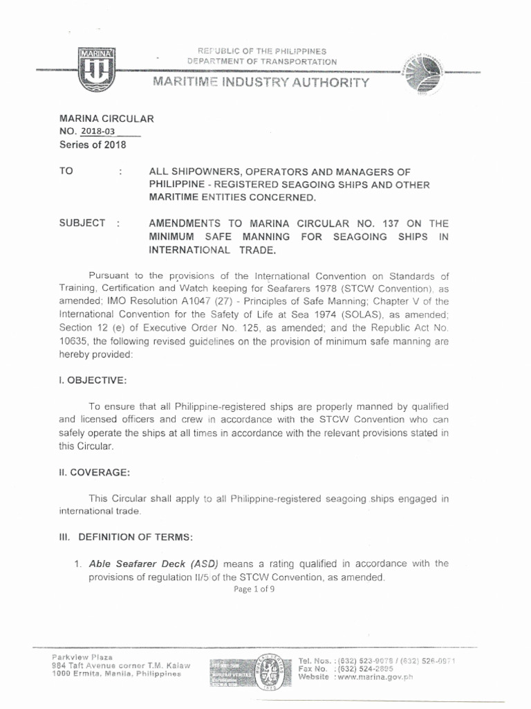 Minimum Safe Manning Guidelines for Ships | PDF | Ships | Water Transport