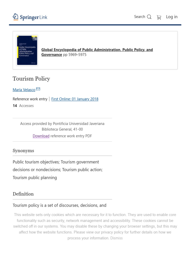 Tourism Policy - SpringerLink | PDF | Policy | Tourism