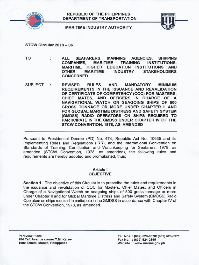 STCW Circular 2018 06 | PDF