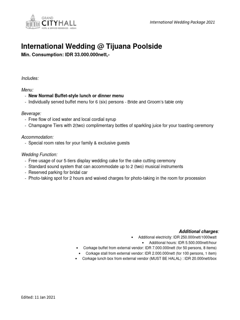 Tijuana International Wedding Packages 2021 | PDF | Bride | Menu