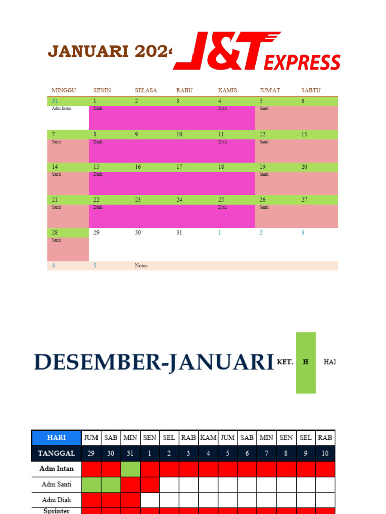 Jadwal Karyawan JNT Express | PDF