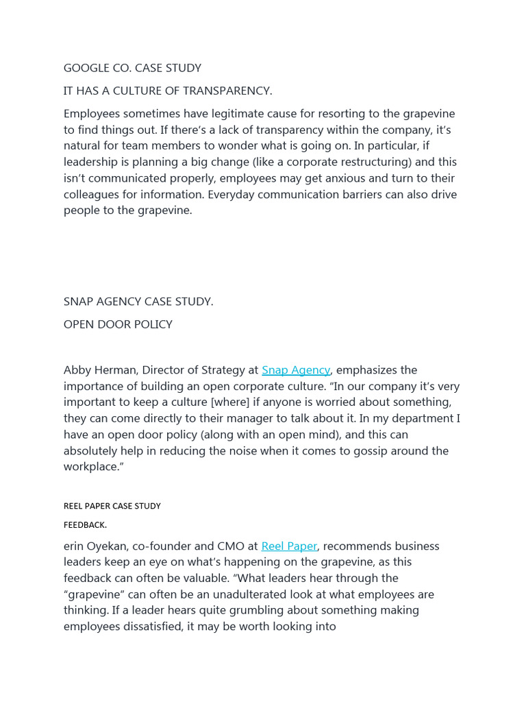 GRAPEVINE CASE STUDY | PDF