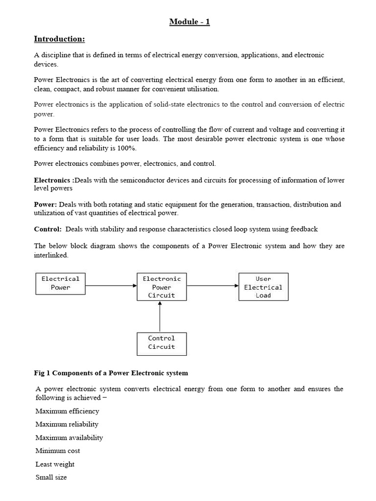Module 1 Notes 2 Pdf Power Electronics Electric Motor