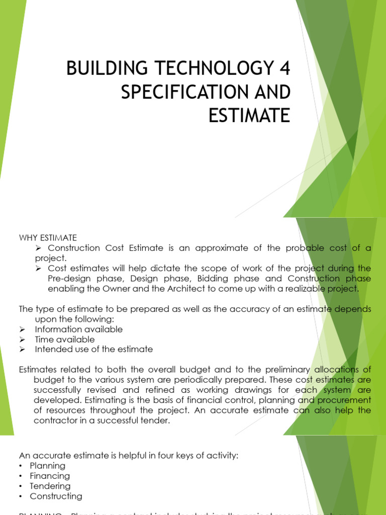 BT4 PP Lecture Estimate | PDF | Concrete | Construction Aggregate