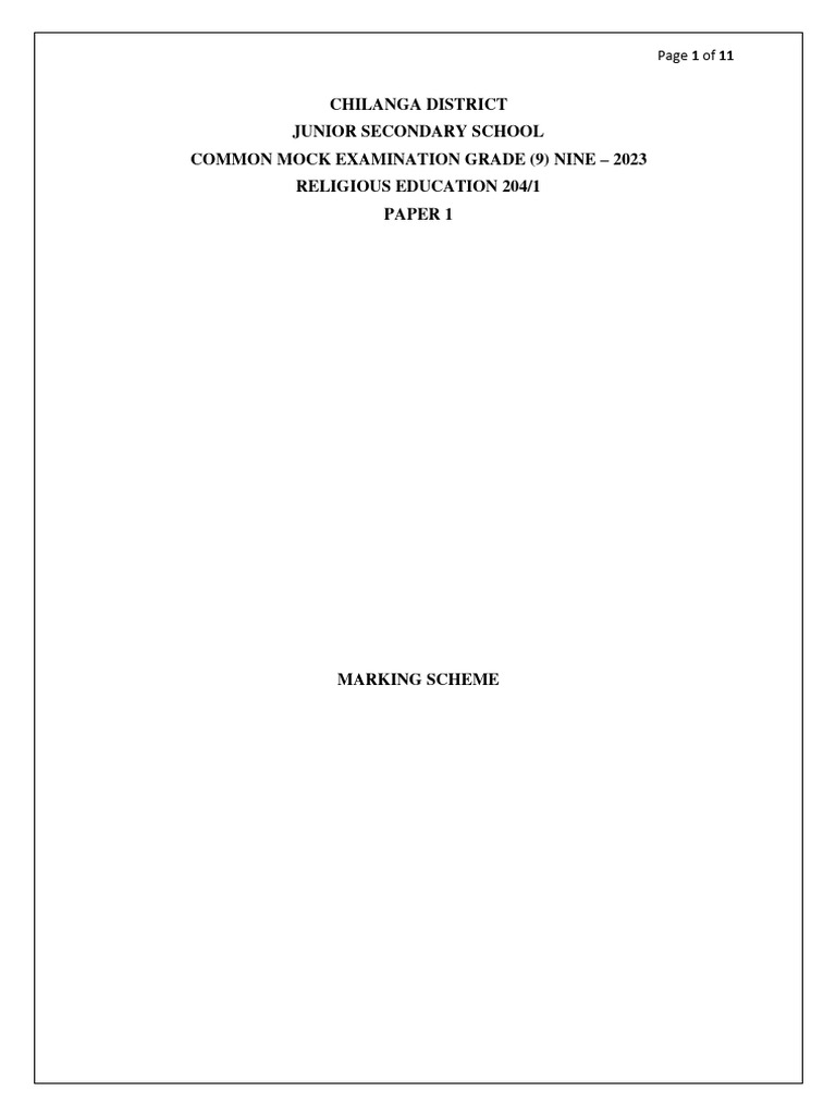 Re G9 Marking Scheme Mock | PDF | Love | Marriage