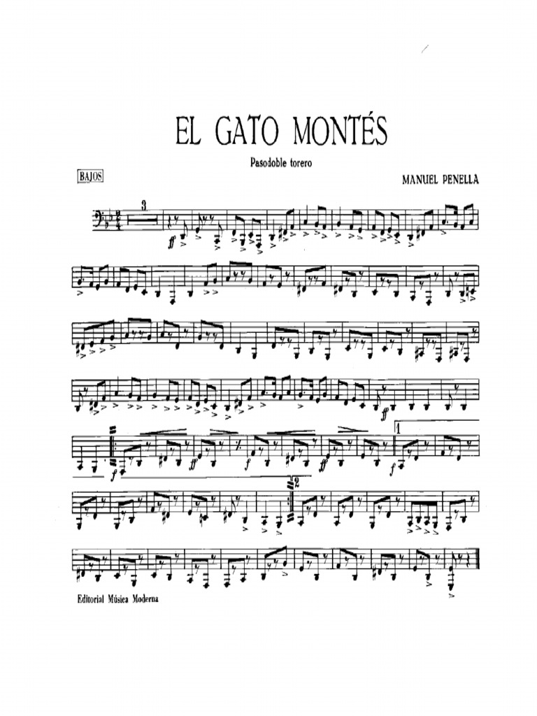 El Gato Montés - Pasodoble Torero - Manuel Penella-Fusionado-26 | PDF