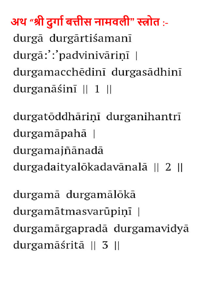 Shri Durga Dvatrinsh Namavali | PDF