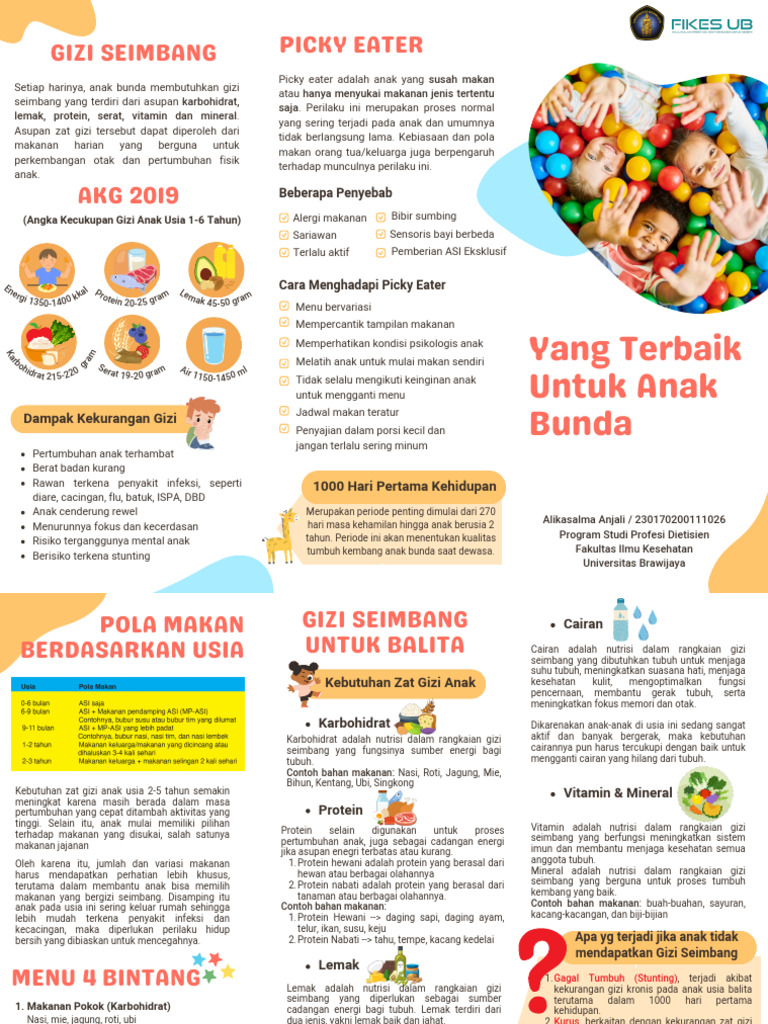 Leaflet Gizi Seimbang Balita - PKM Mojolangu | PDF