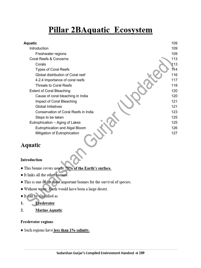 Pillar_2b_Aquatic_Ecosystem_ | PDF | Eutrophication | Coral Reef
