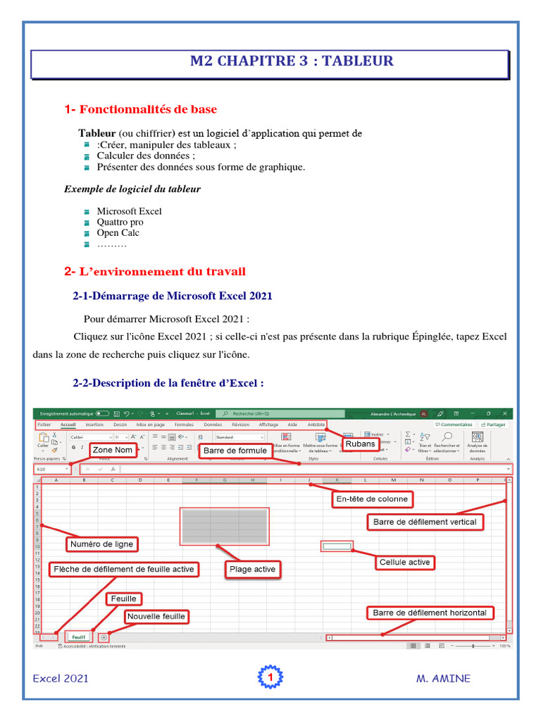 Chapitre3 Module 2 (Tableur) | PDF | Microsoft Excel | Feuille de calcul