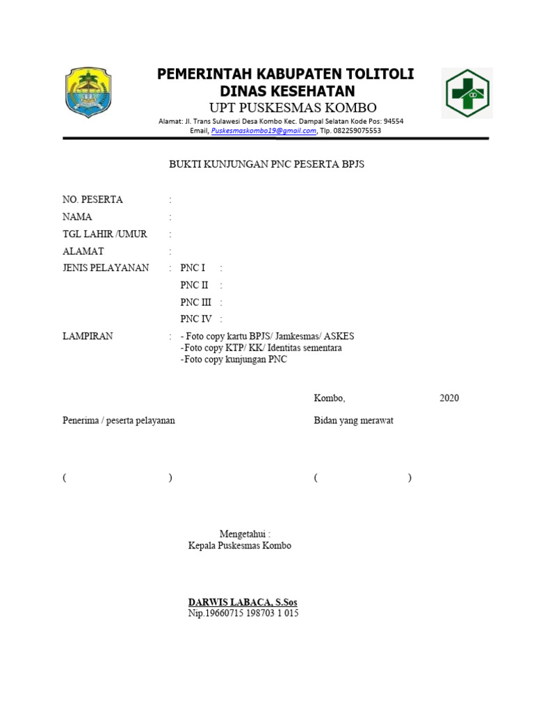 Bukti Kunjungan PNC Peserta Bpjs | PDF