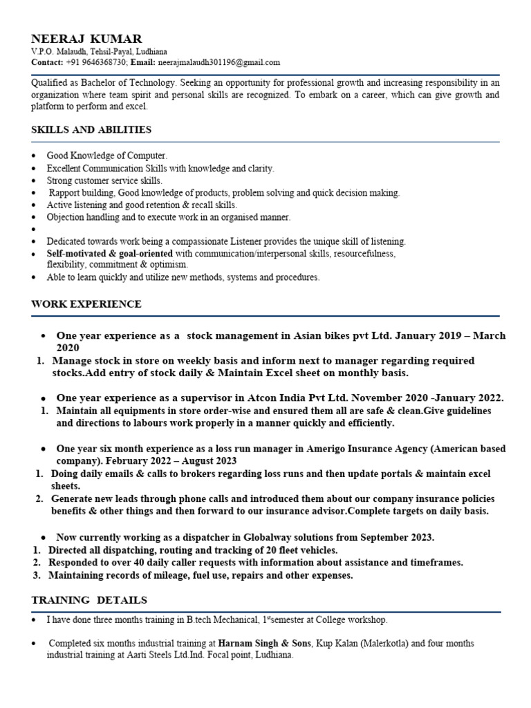 Resume (Rimt) (1) Neeraj New | PDF