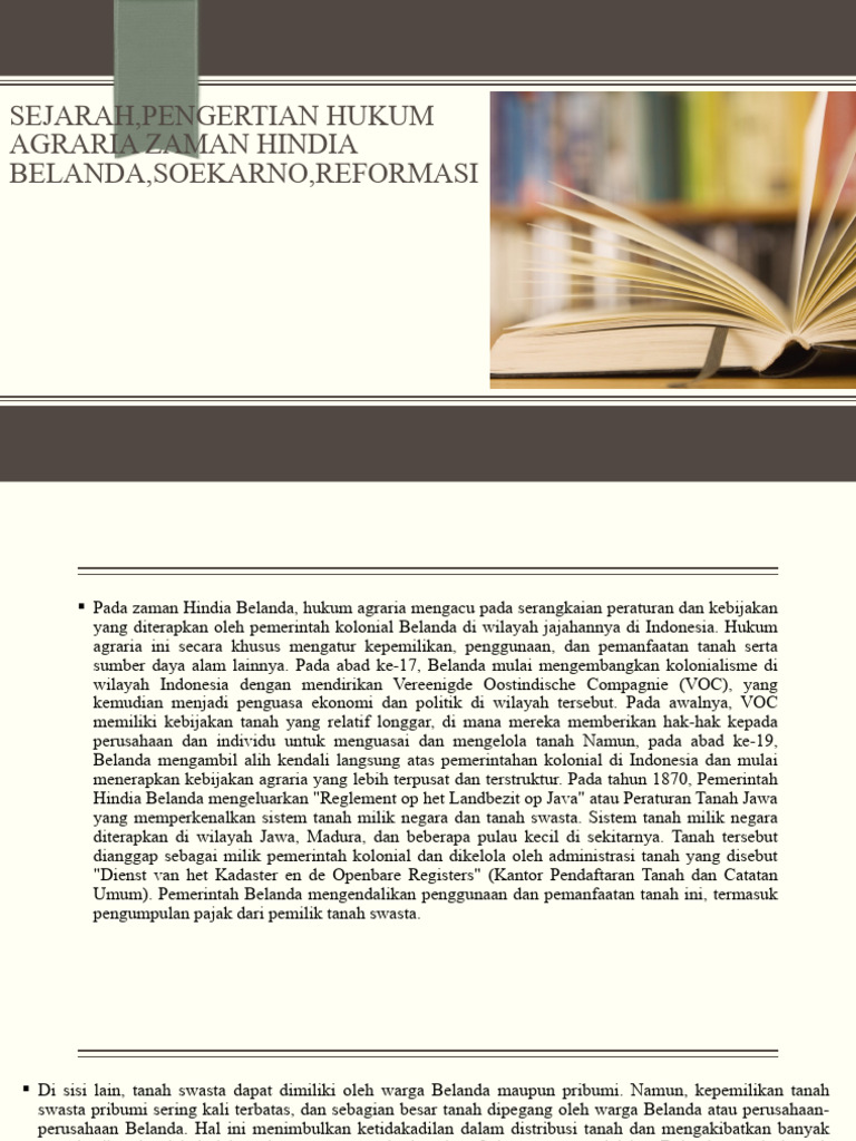 Sejarah, Pengertian Hukum Agraria Zaman Hindia Belanda | PDF