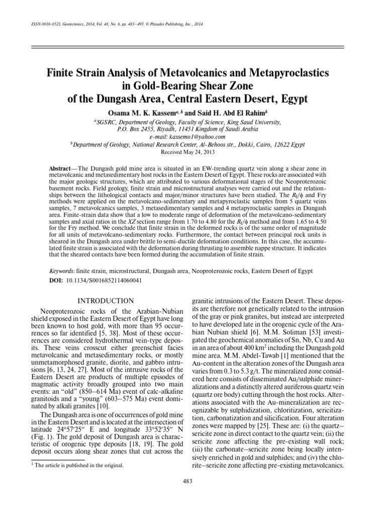Finite Strain Analysis of Metavolcanics and Metapyroclastics | PDF ...