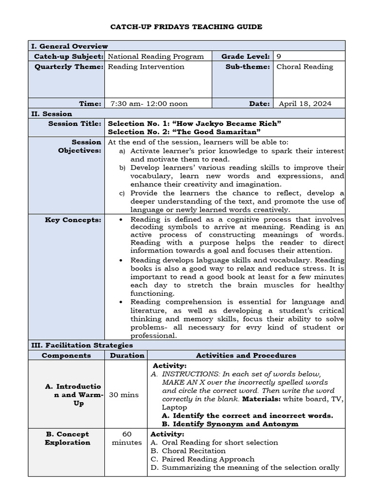 Grade 9 TG Catch Up Friday 4 19 | PDF | Learning | Human Communication