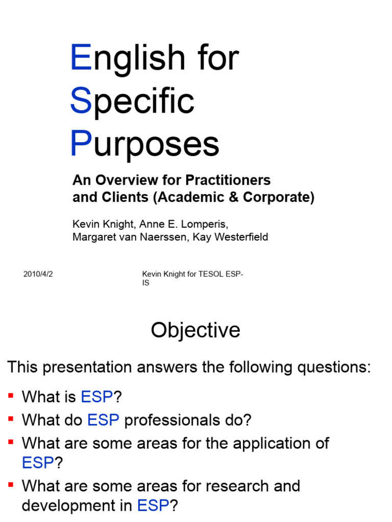 Lesson 2. Esp For Practioners and Clients | PDF | English As A Second Or Foreign Language | Expert