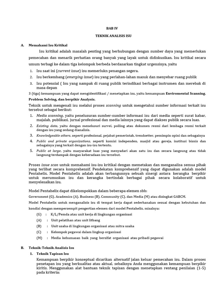 Teknik Analisis Isu Kritikal | PDF