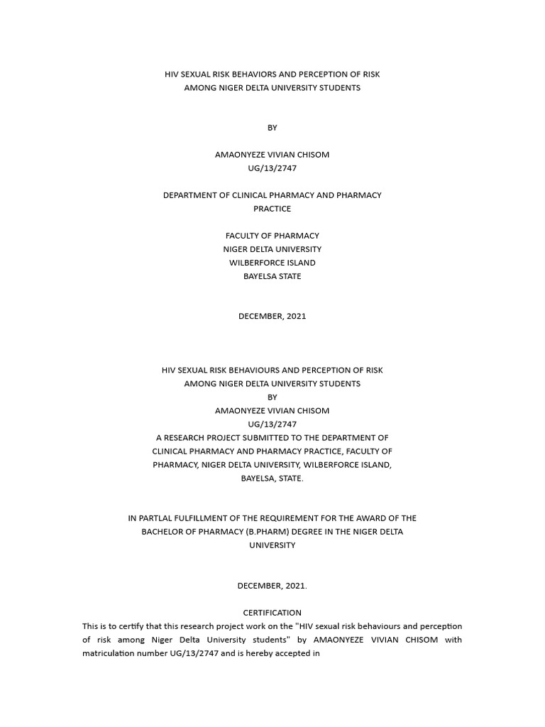 Hiv Sexual Risk Preliminary Pages | PDF | Questionnaire | Gratitude