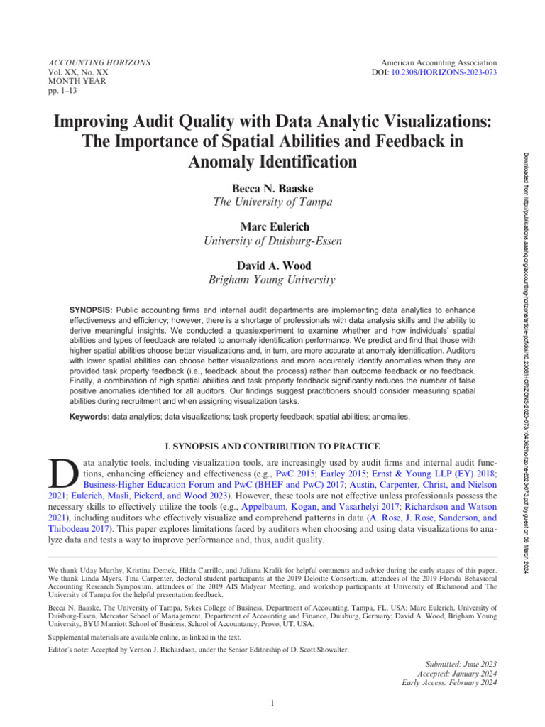 Improving Audit Quality With Data Analytic Visualizations - The ...