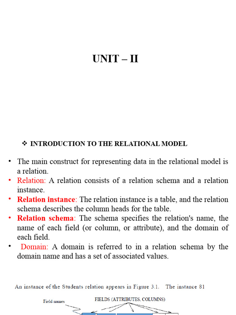UNIT-2 CH I | PDF | Relational Database | Relational Model
