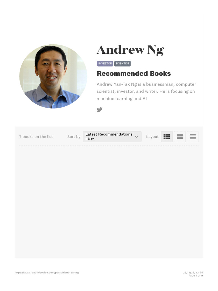 7 Books Andrew NG Recommended | PDF | Startup Company | Small Business ...