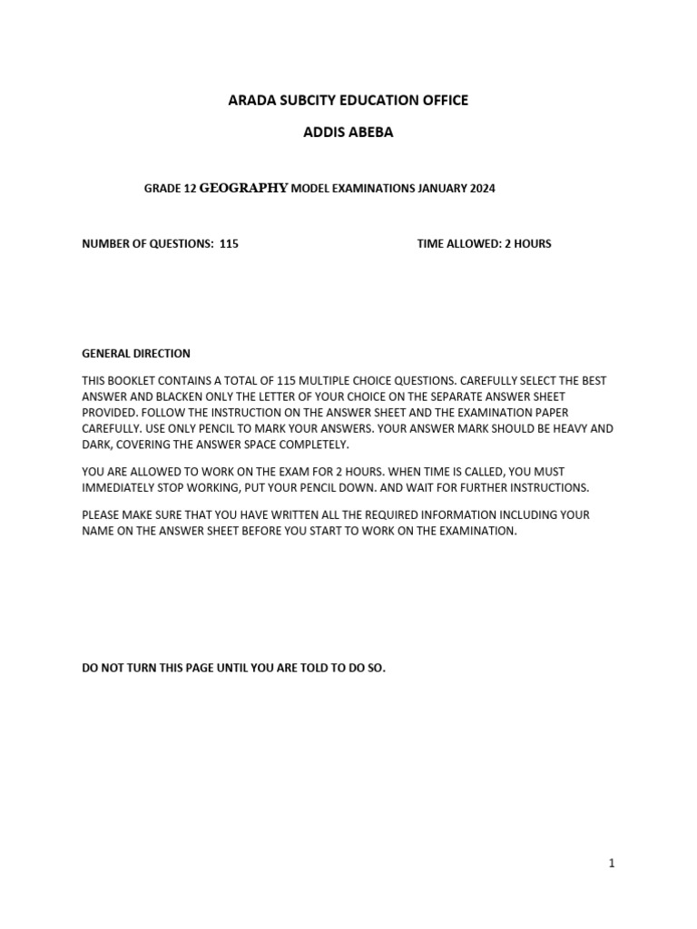 Geography Grade 12 Model Exam | PDF | Climate Change | Plate Tectonics