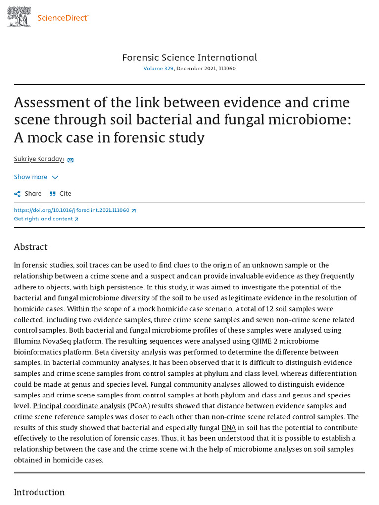 Assessment of The Link Between Evidence and Crime Scene Through Soil ...