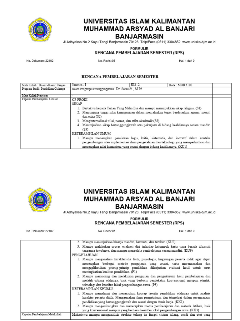 RPS Terbaru Dasar-Dasar Penjas | PDF