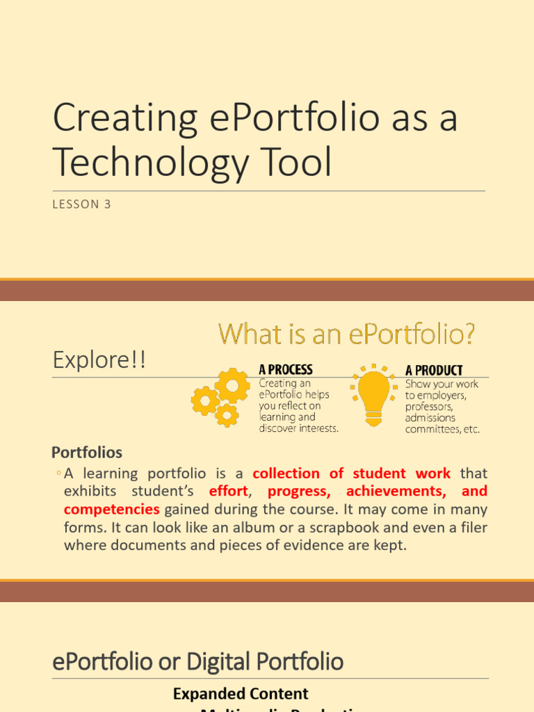 TTL 3 Lesson 3 Creating Eportfolio As A Technology Tool | PDF ...