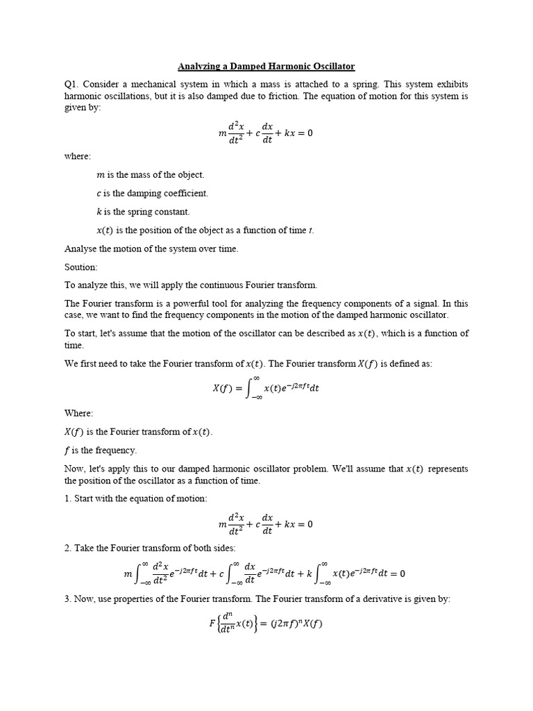 Applications of Fourier Transform | PDF | Damping | Fourier Transform