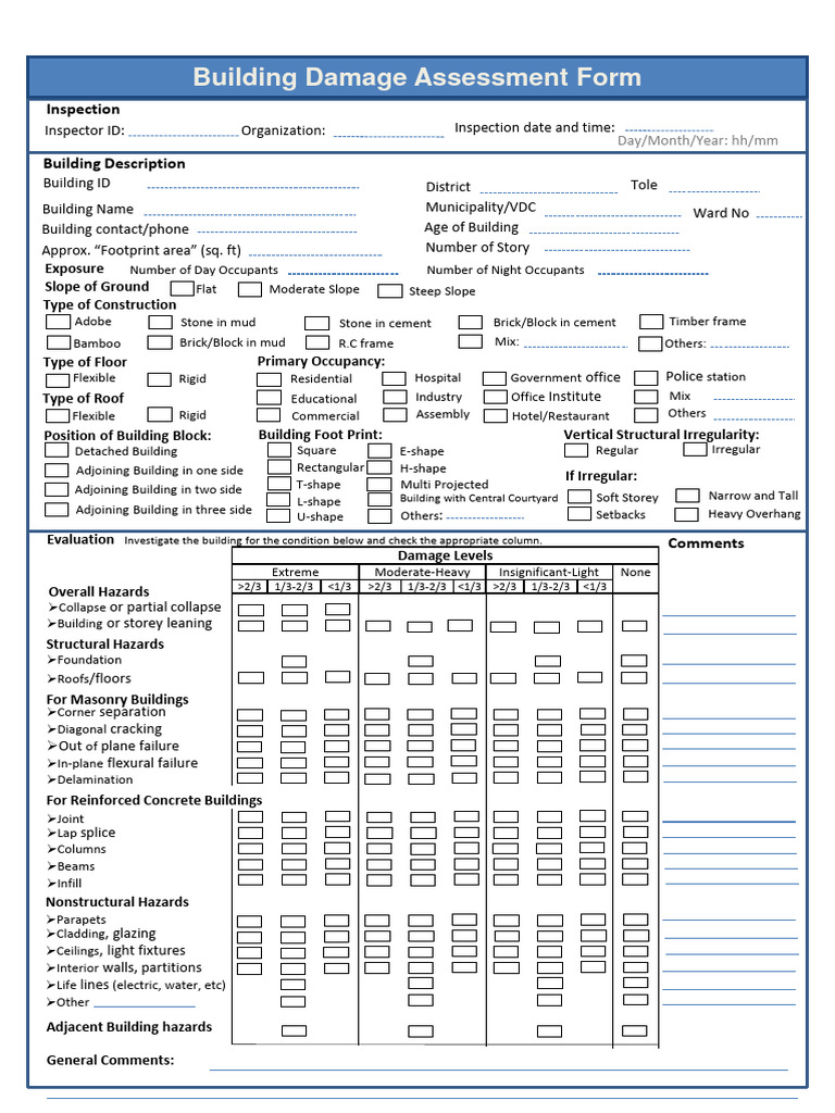 Detailed Evaluation safety assessment form | PDF | Building | Civil Engineering