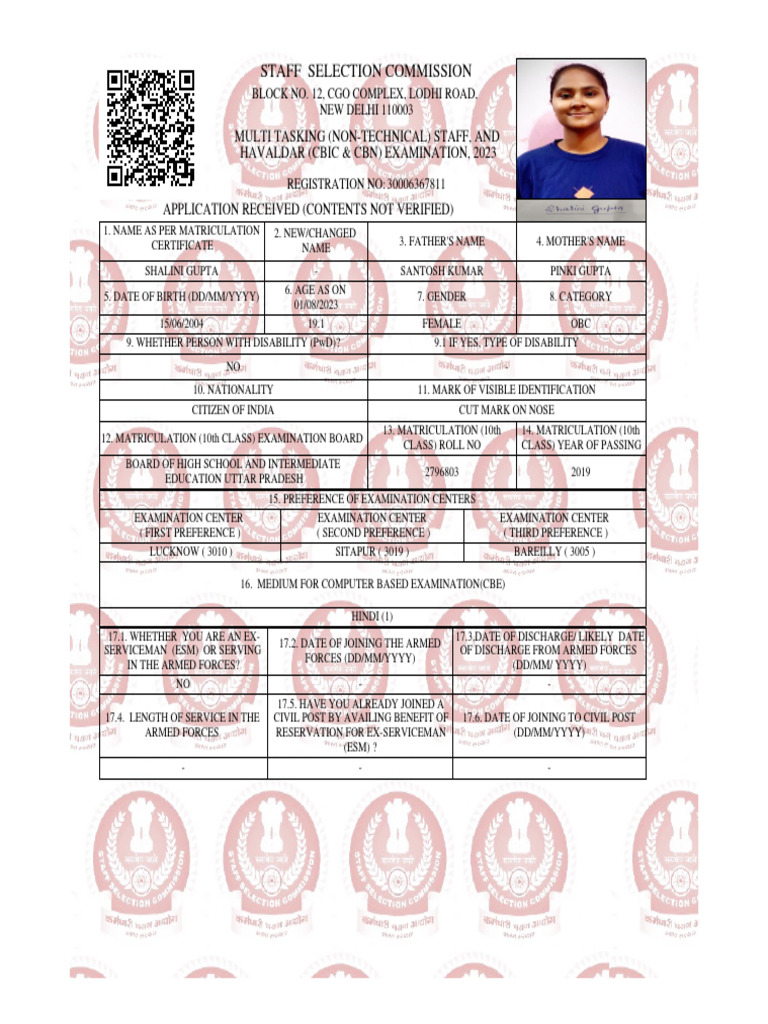 SSC CGL Exam Application Details | PDF