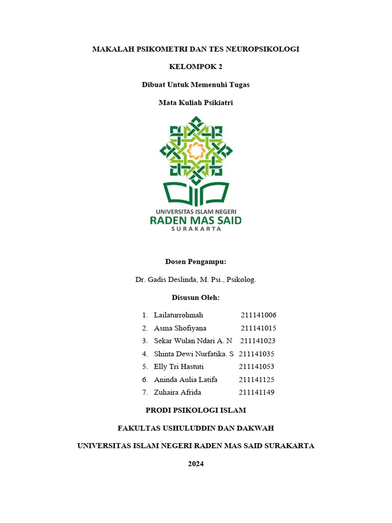 Psikometri dan Tes Neuropsikologi | PDF | Pengembangan Diri | Sains ...