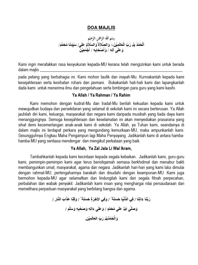 Doa Majlis Perasmian Denggi | PDF