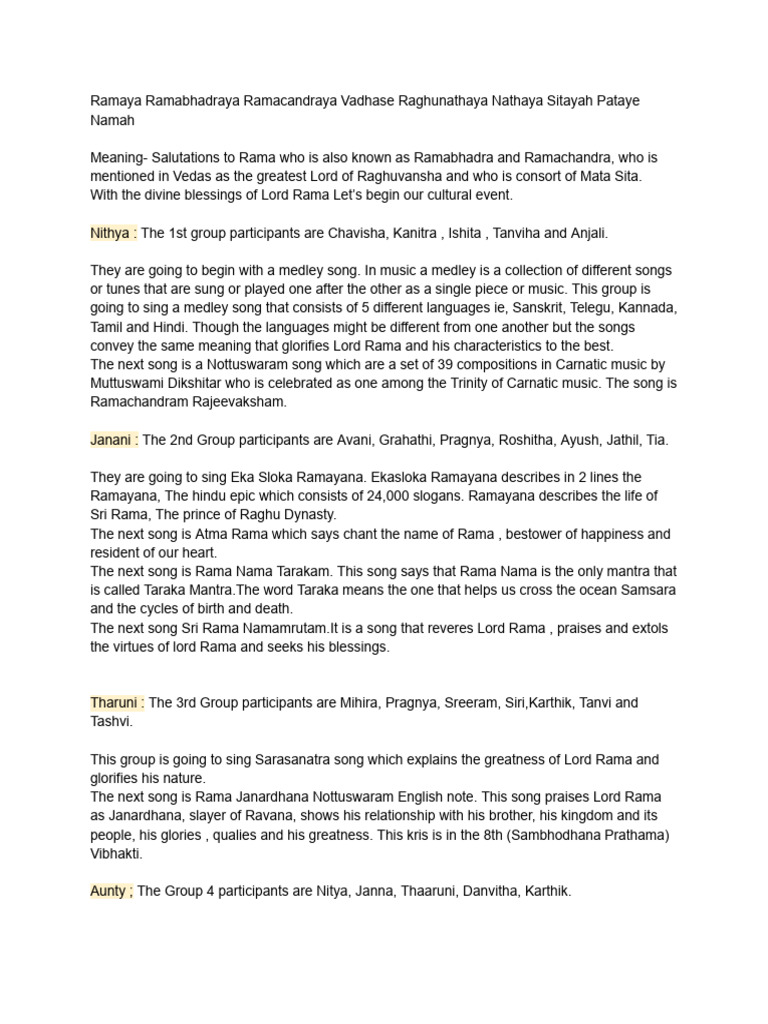 Script | PDF | Rama | Ramayana