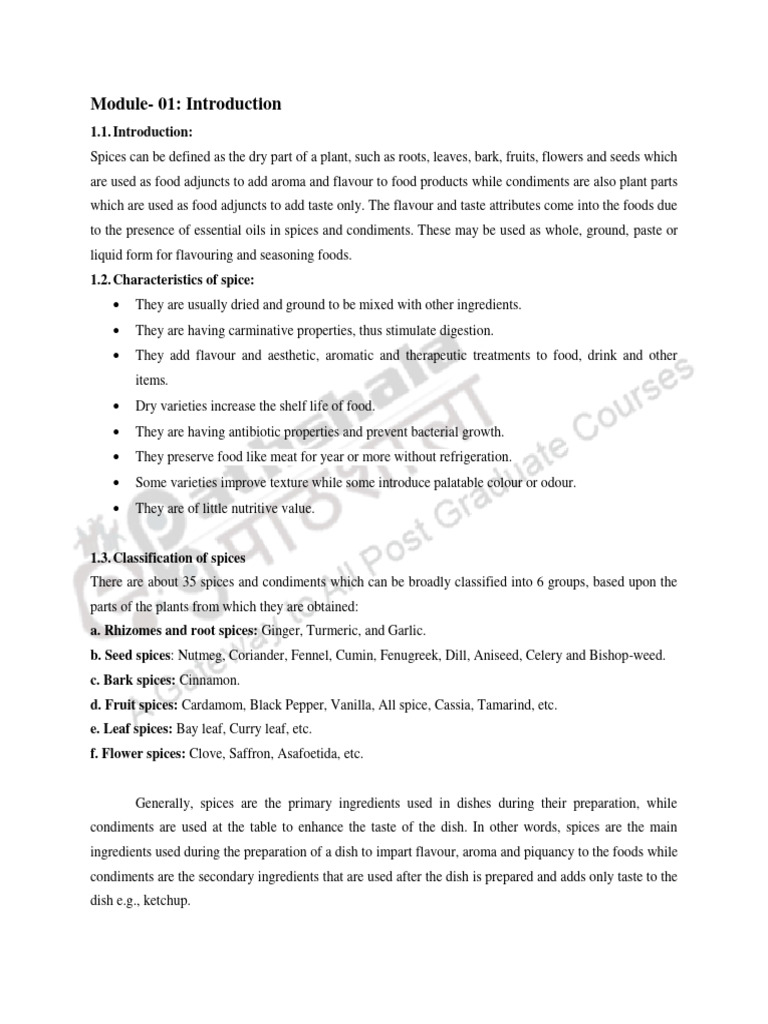 Module-01: Introduction | PDF | Coriander | Spice