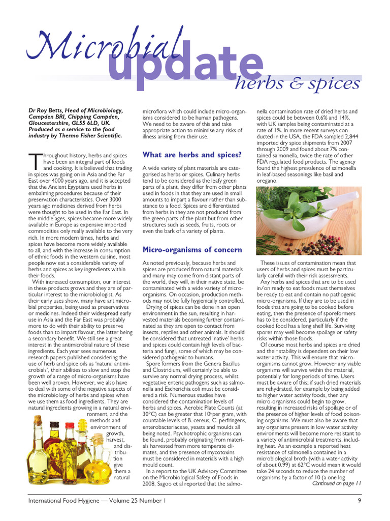 International Food Hygiene Vol25 No1 Herbs and Spices | PDF | Spice | Antimicrobial