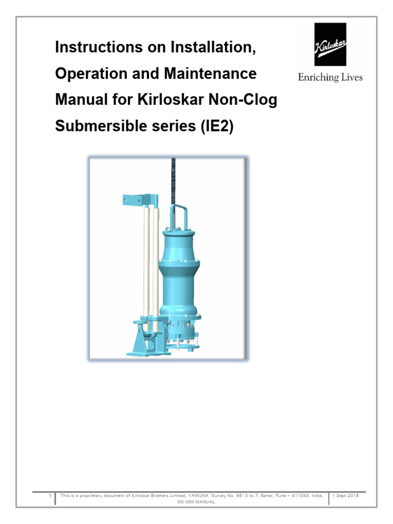 Kirloskar Pump Manual | PDF | Pump | Bearing (Mechanical)
