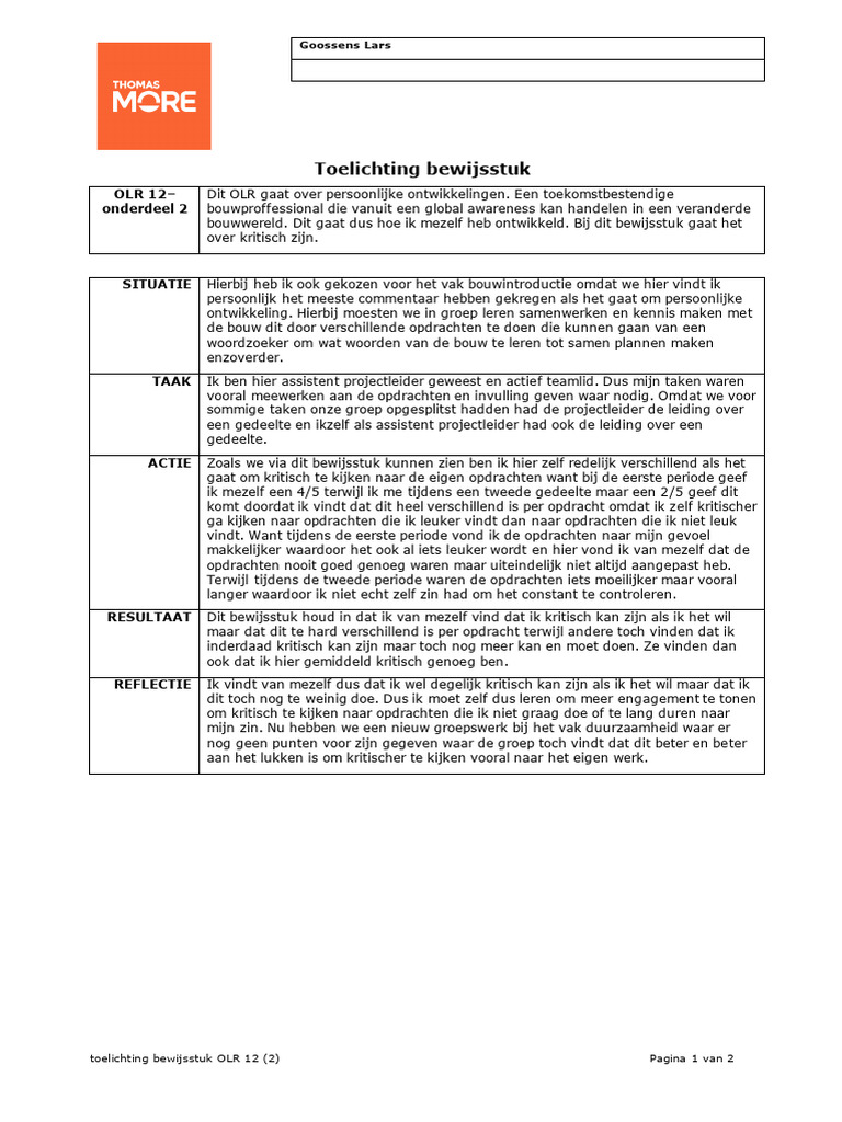 Toelichting Bewijsstuk Olr 12 2 | PDF